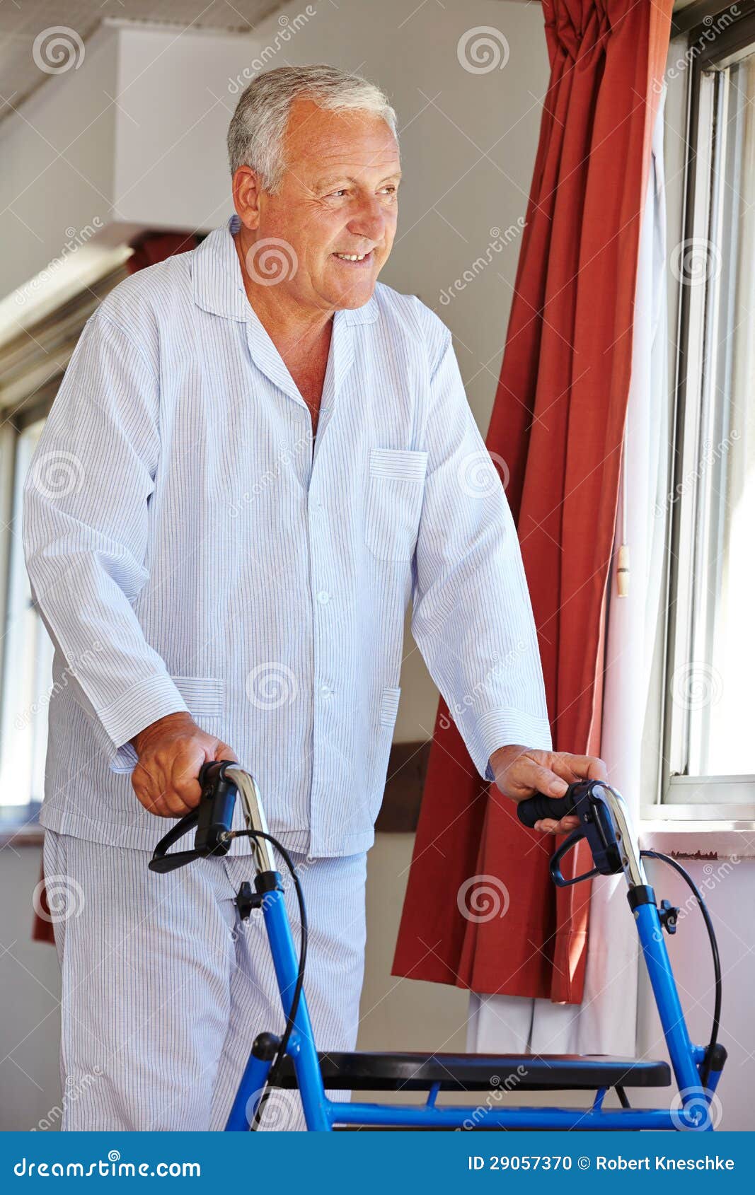 Senior Man with Walker in Clinic Stock Photo - Image of handicapped ...