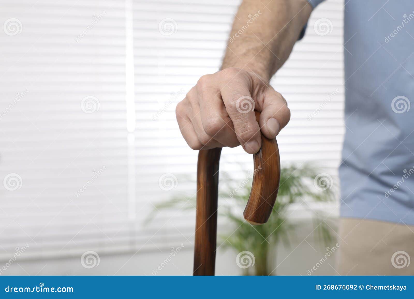 Senior Man with Walking Cane at Home, Closeup. Stock Photo - Image of ...