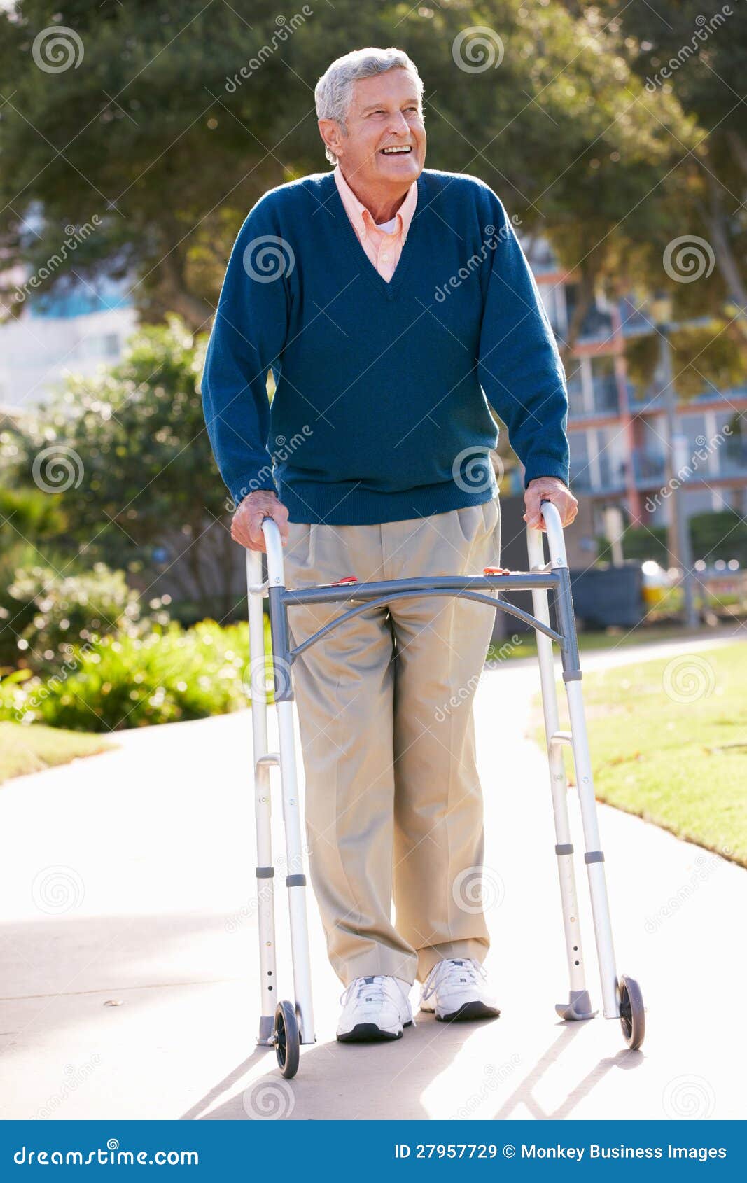 Senior Man with Walking Frame Stock Image - Image of patient, male ...