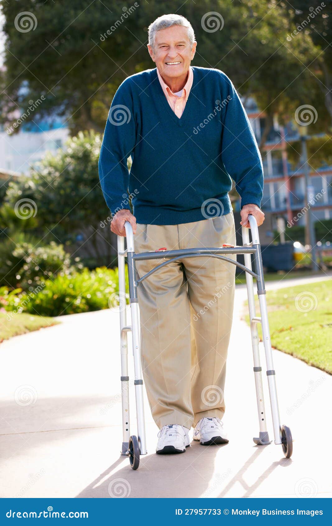 Senior Man with Walking Frame Stock Image - Image of assisted ...