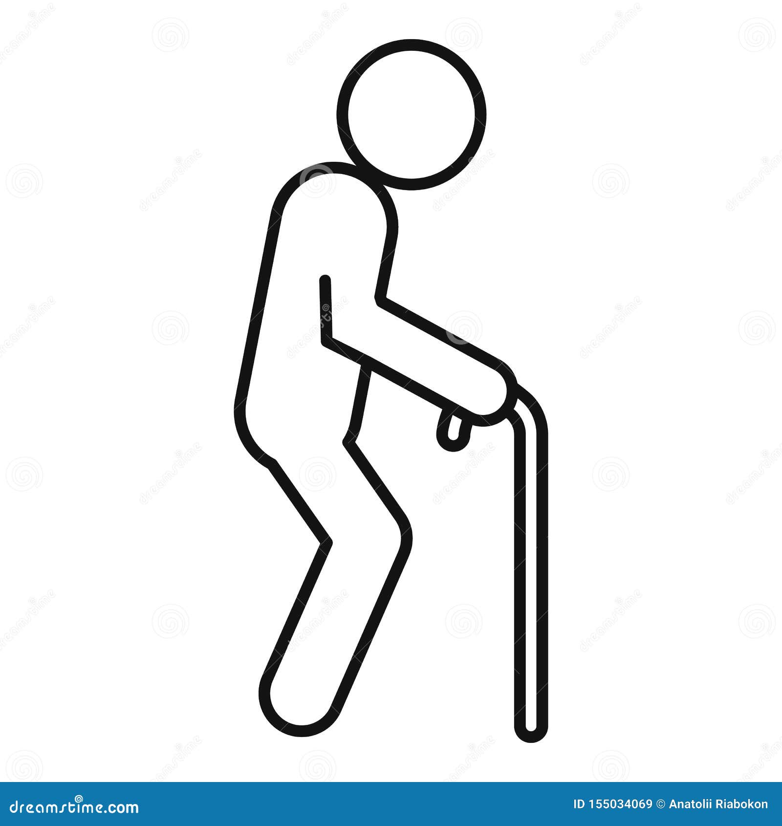 Senior Man Walking Stick Icon, Outline Style Stock Vector ...