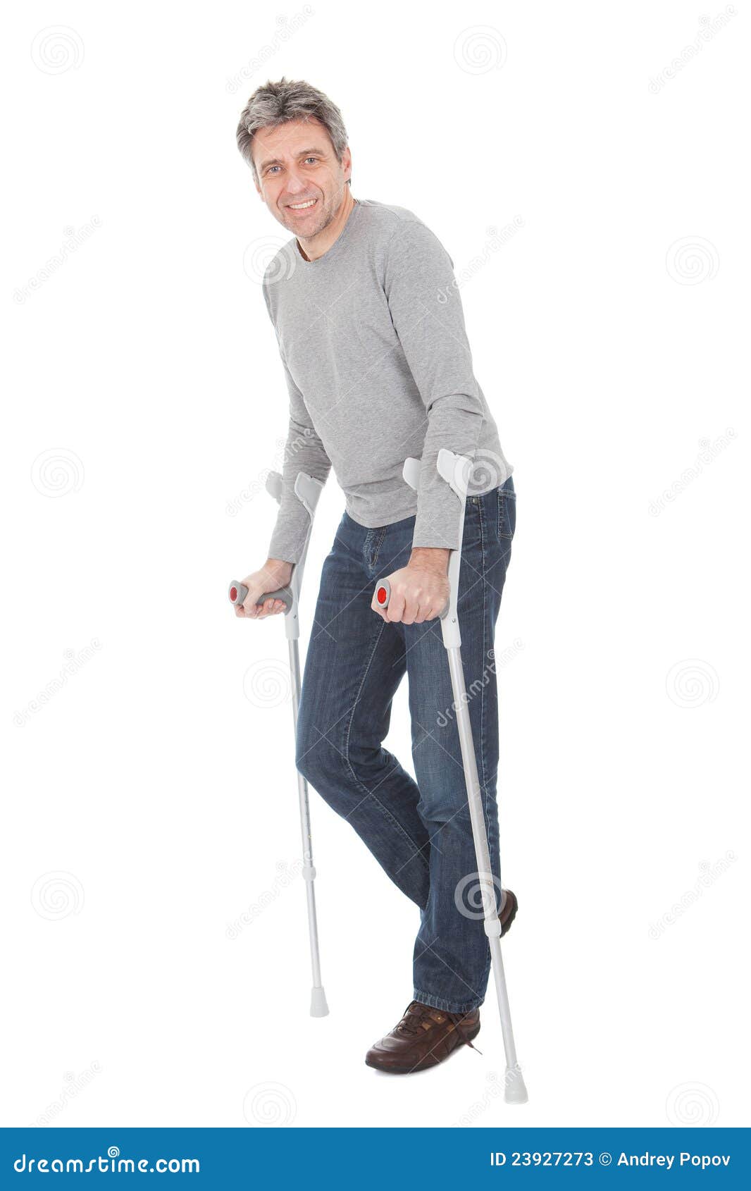 Senior Man Walking Using Crutches Stock Image - Image of handicapped ...