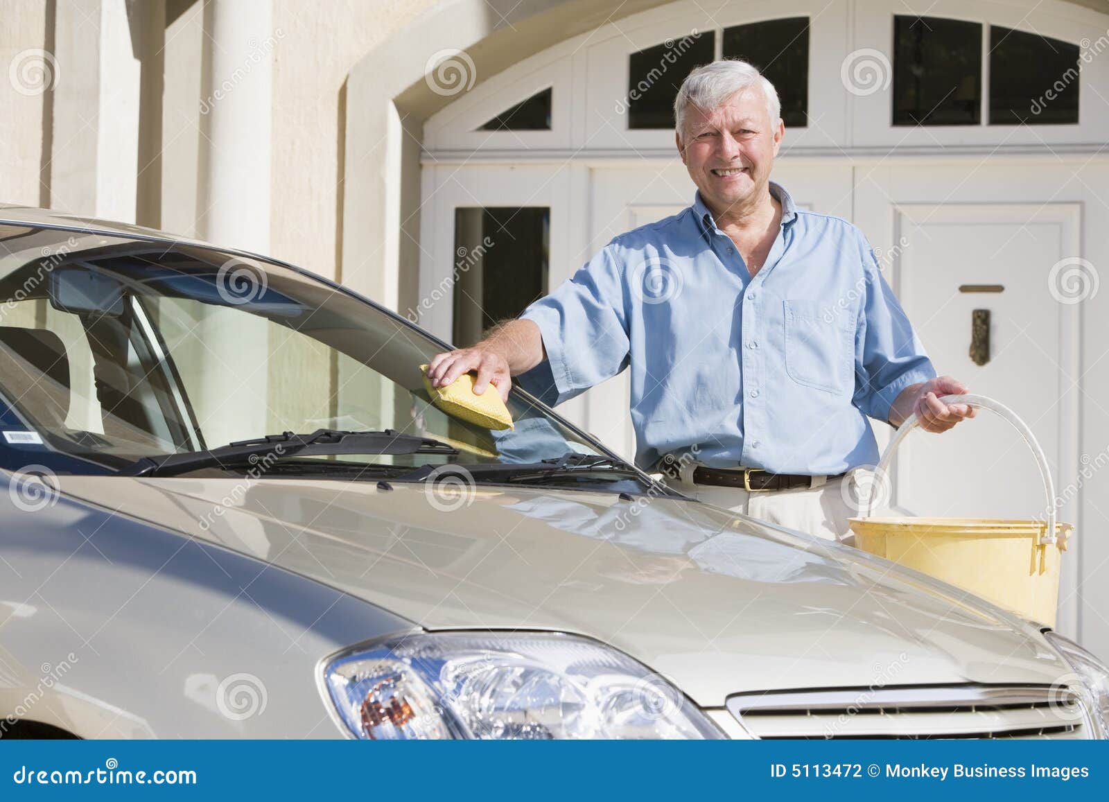 Senior man washing car stock photo. Image of happy, pension - 5113472