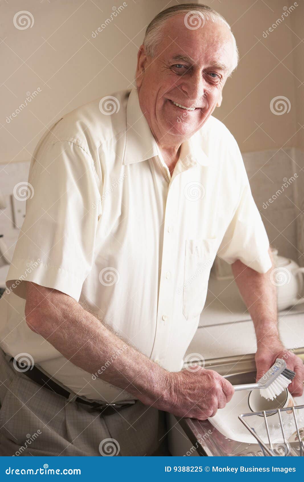 Senior Man Washing Up at Sink Stock Image - Image of male, senior: 9388225