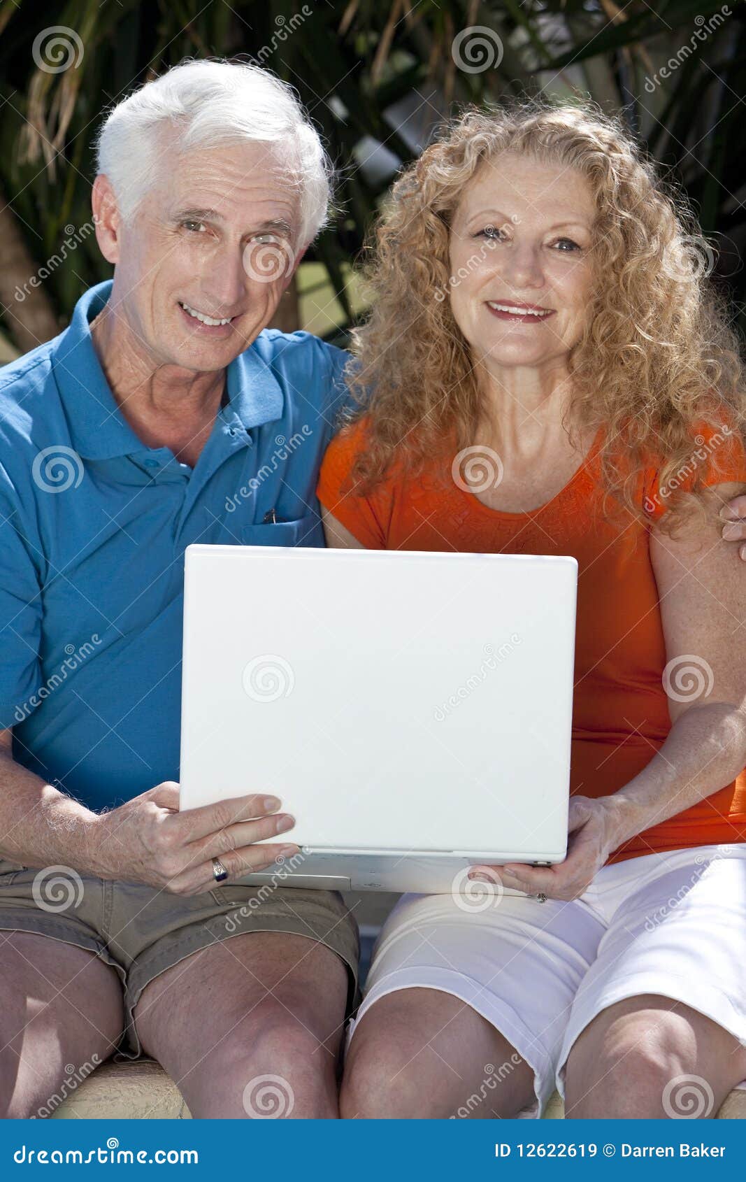 Senior Man & Woman Couple Using Laptop Computer Stock Image - Image of ...