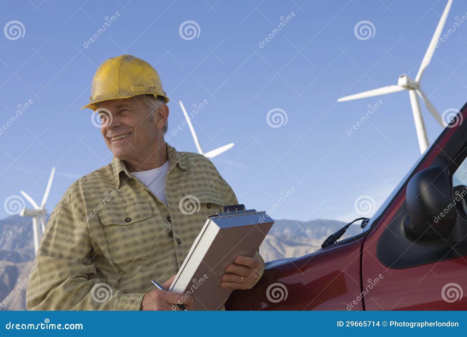 Senior Man Working at Wind Farm Stock Photo - Image of activity ...