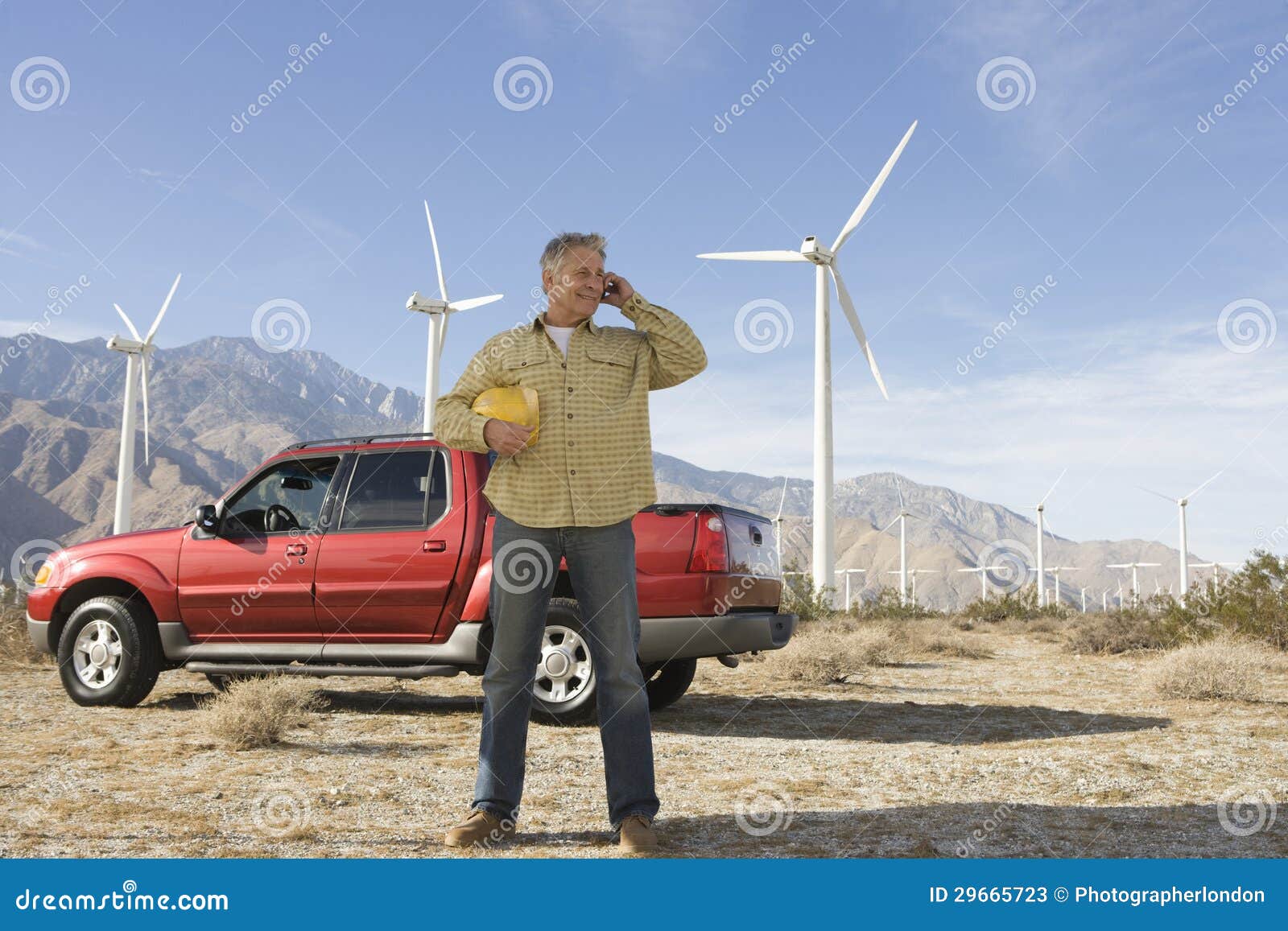 Senior Man Working at Wind Farm Stock Image - Image of power, mature ...