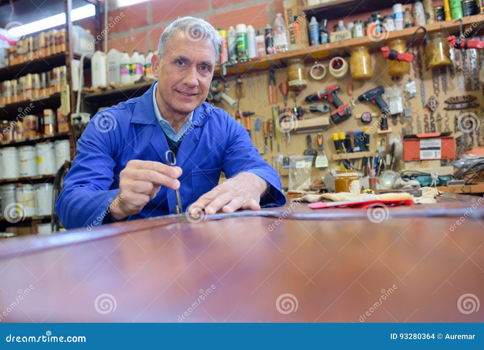 Senior Man Working on Work Bench Stock Photo - Image of meticulous ...