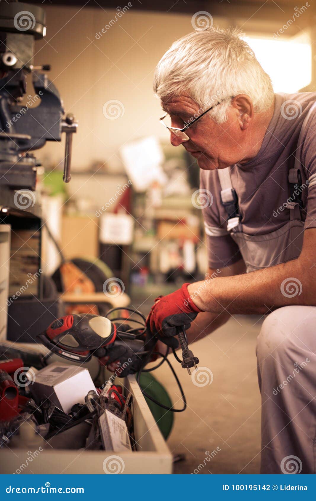 Senior man in workshop. stock photo. Image of ethnic - 100195142