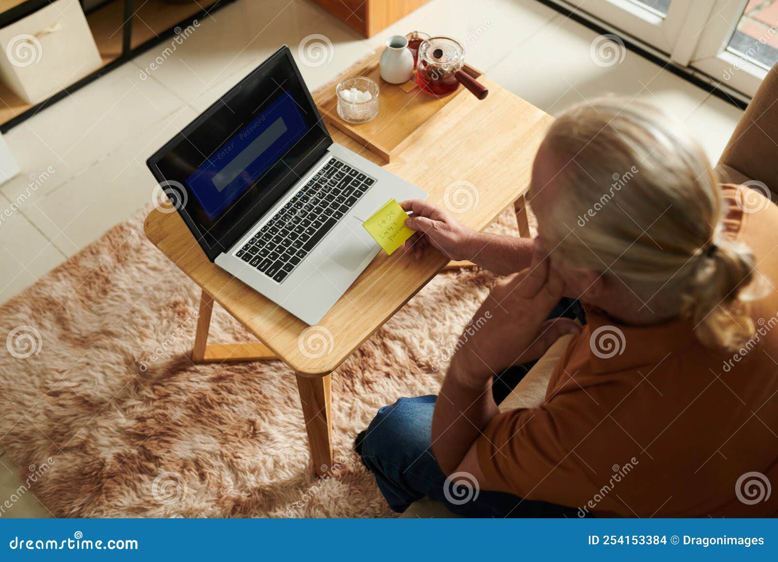Senior Man Writing Password Stock Photo - Image of remember ...