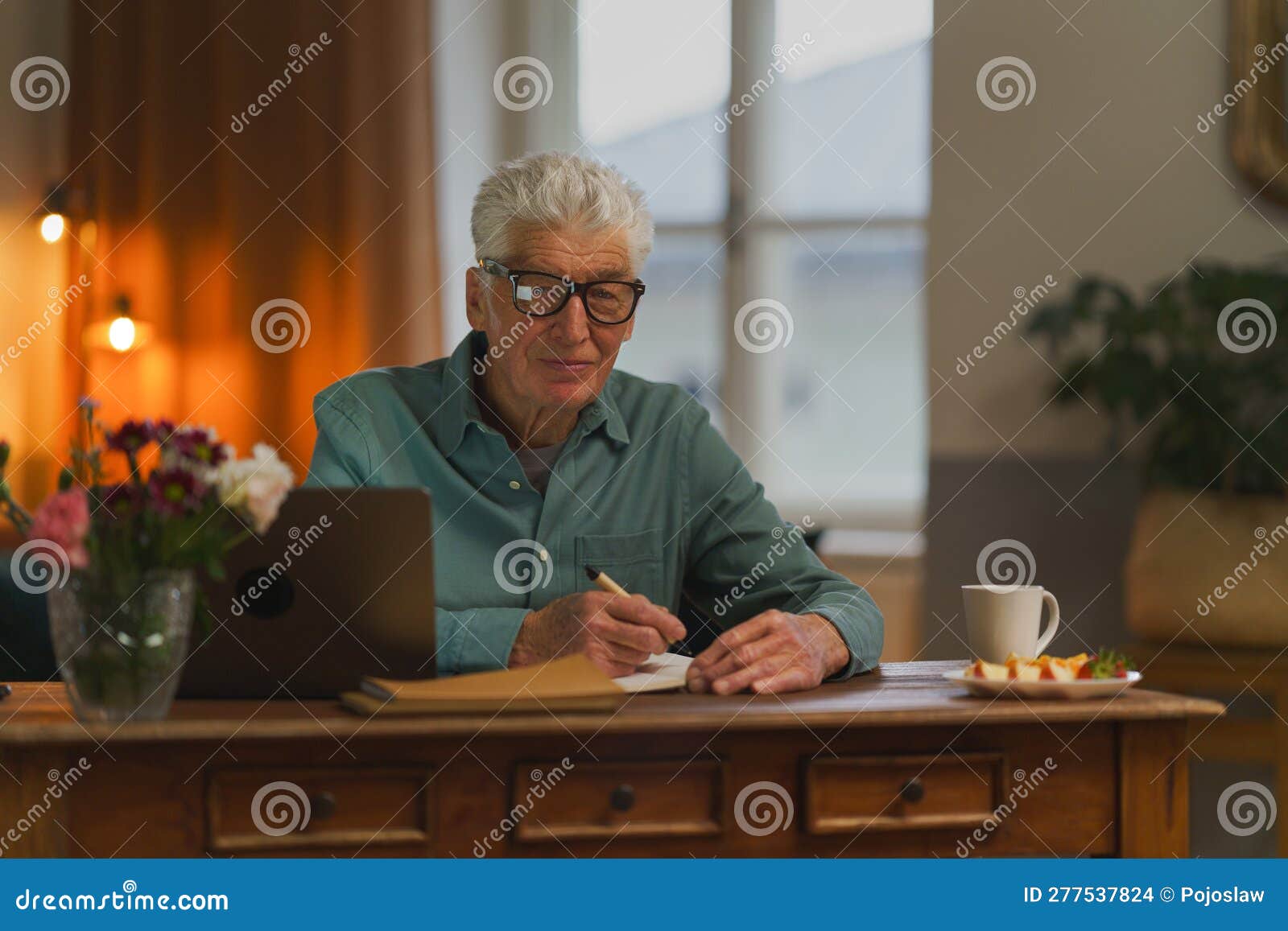 Senior Man Writing Notes in His Diary. Stock Photo - Image of pension ...