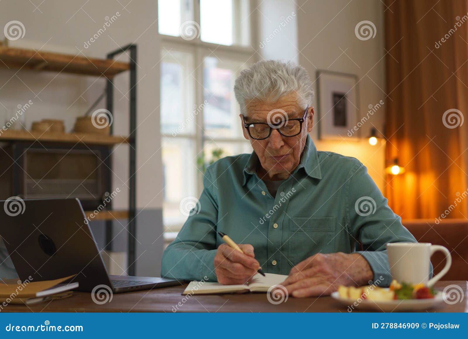 Senior Man Writing Notes in His Diary. Stock Image - Image of senior ...