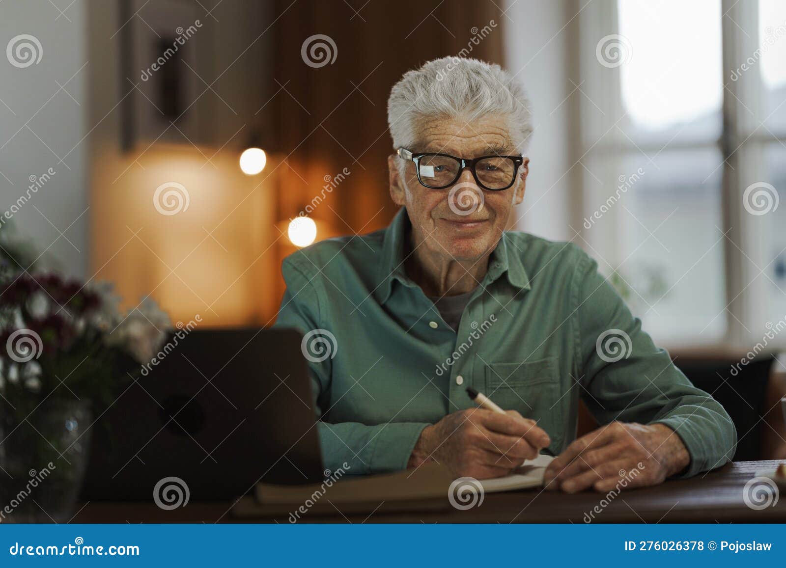 Senior Man Writing Notes in His Diary. Stock Photo - Image of lifestyle ...