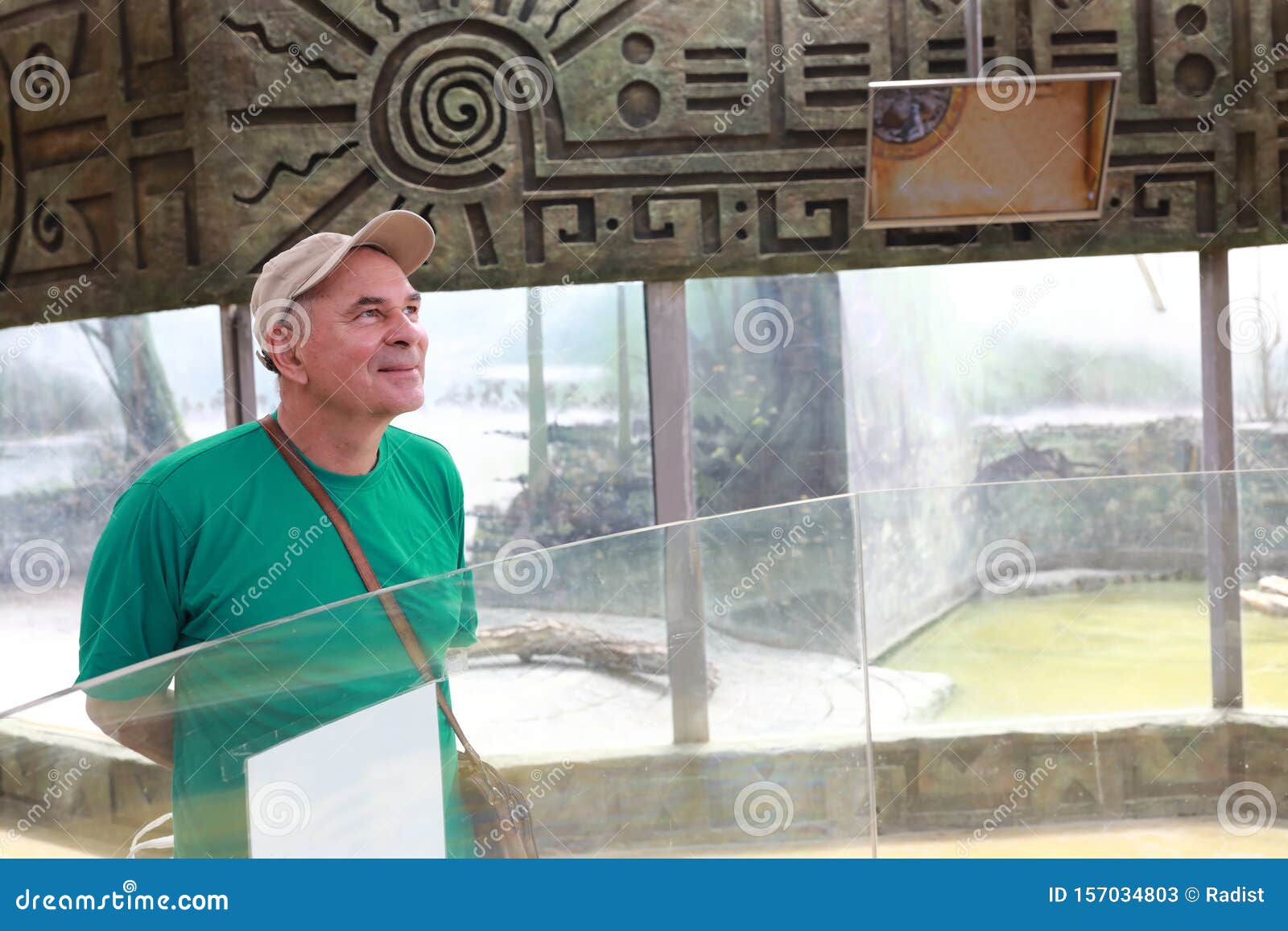 Senior man at zoo stock image. Image of fence, learn - 157034803