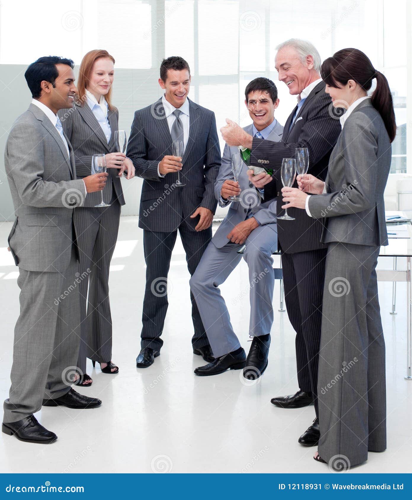 Senior Manager Opening a Bottle of Champagne Stock Image - Image of ...