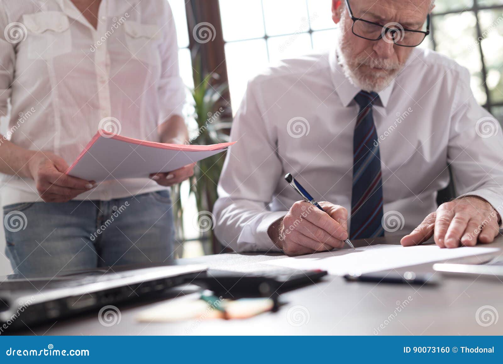 Senior Manager Working with Executive Assistant Stock Photo - Image of ...