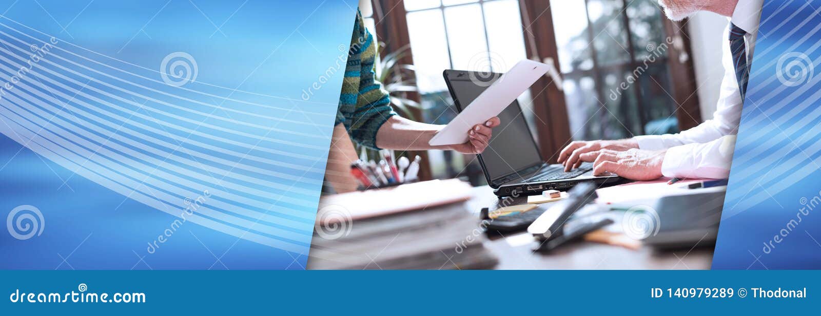 Senior Manager Working with Executive Assistant. Panoramic Banner Stock ...