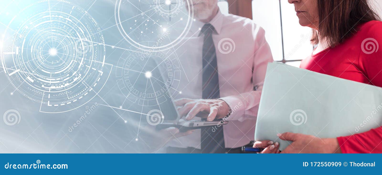 Senior Manager Working with Executive Assistant; Panoramic Banner Stock ...