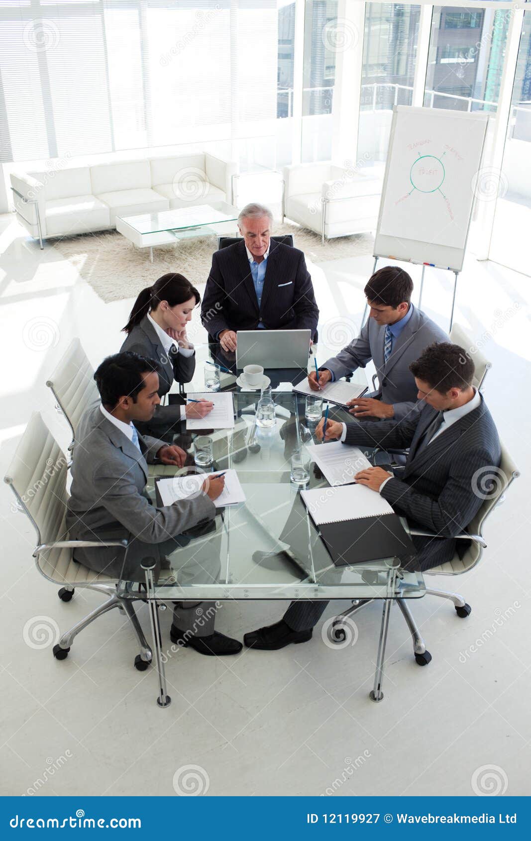 Senior Manager Working with His Team at a Computer Stock Image - Image ...