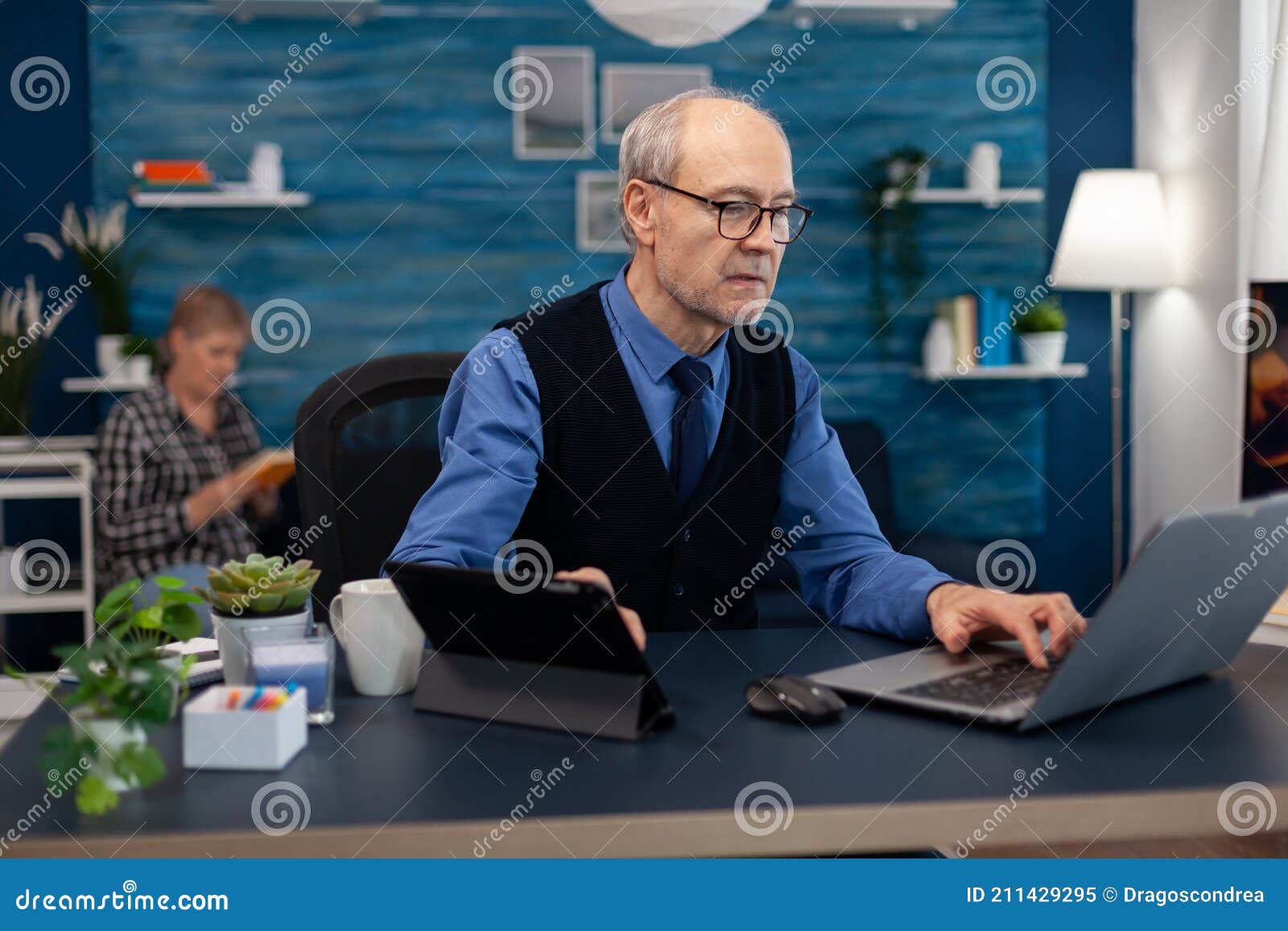 Senior Manager Working on Presentation Stock Image - Image of business ...