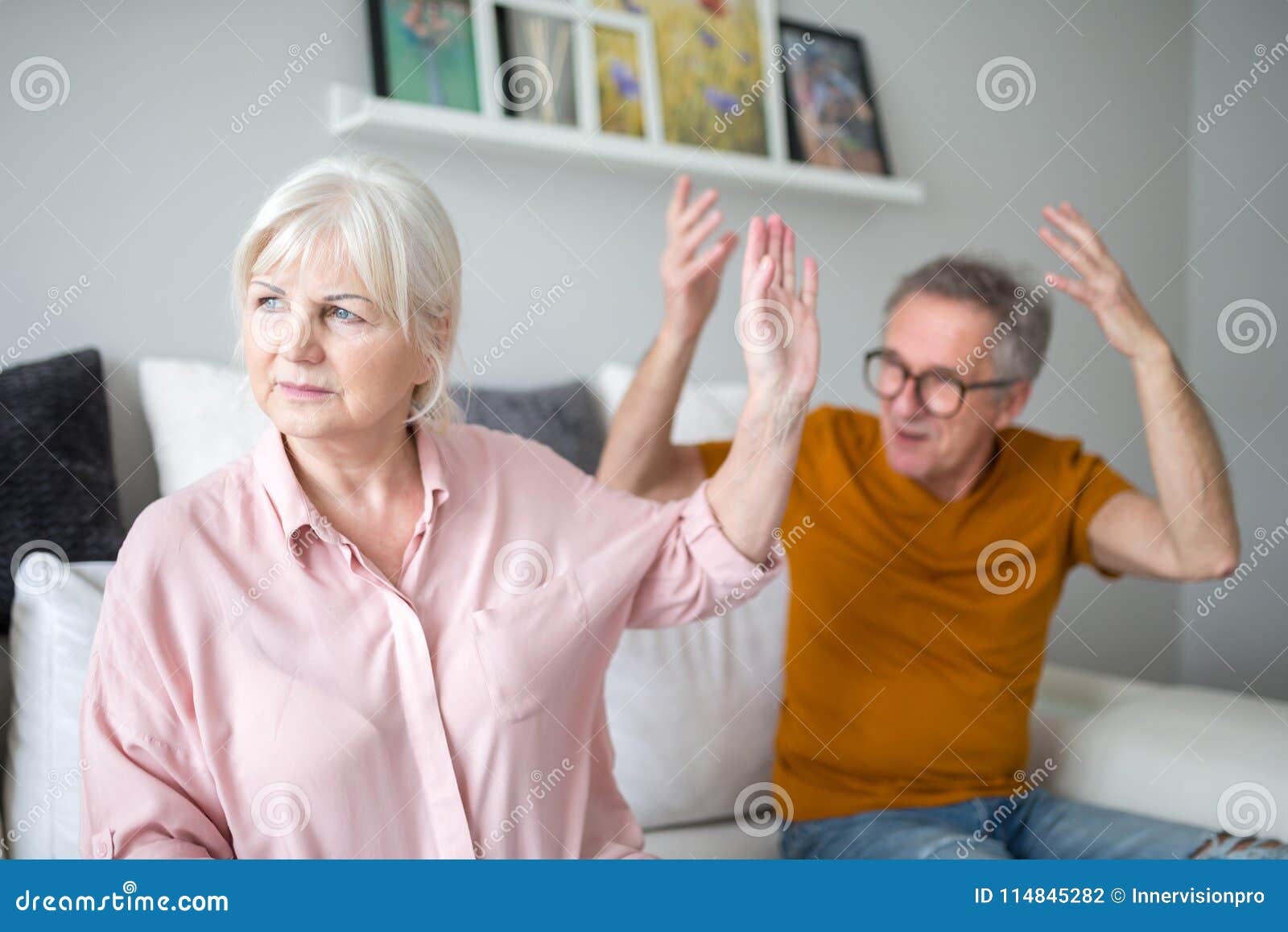 Senior Marriage Having Argue at Home Stock Photo - Image of indoors ...