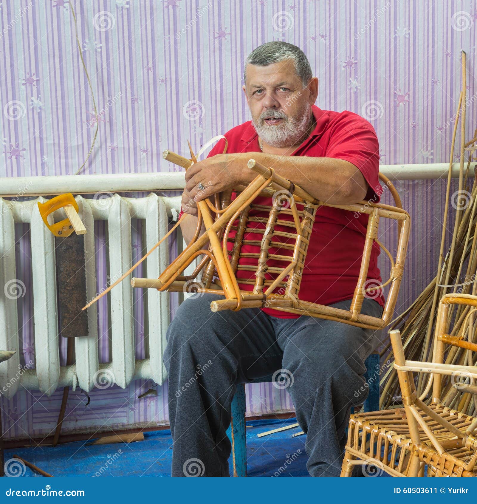 Senior Master of Wicker-work Stock Image - Image of professional ...