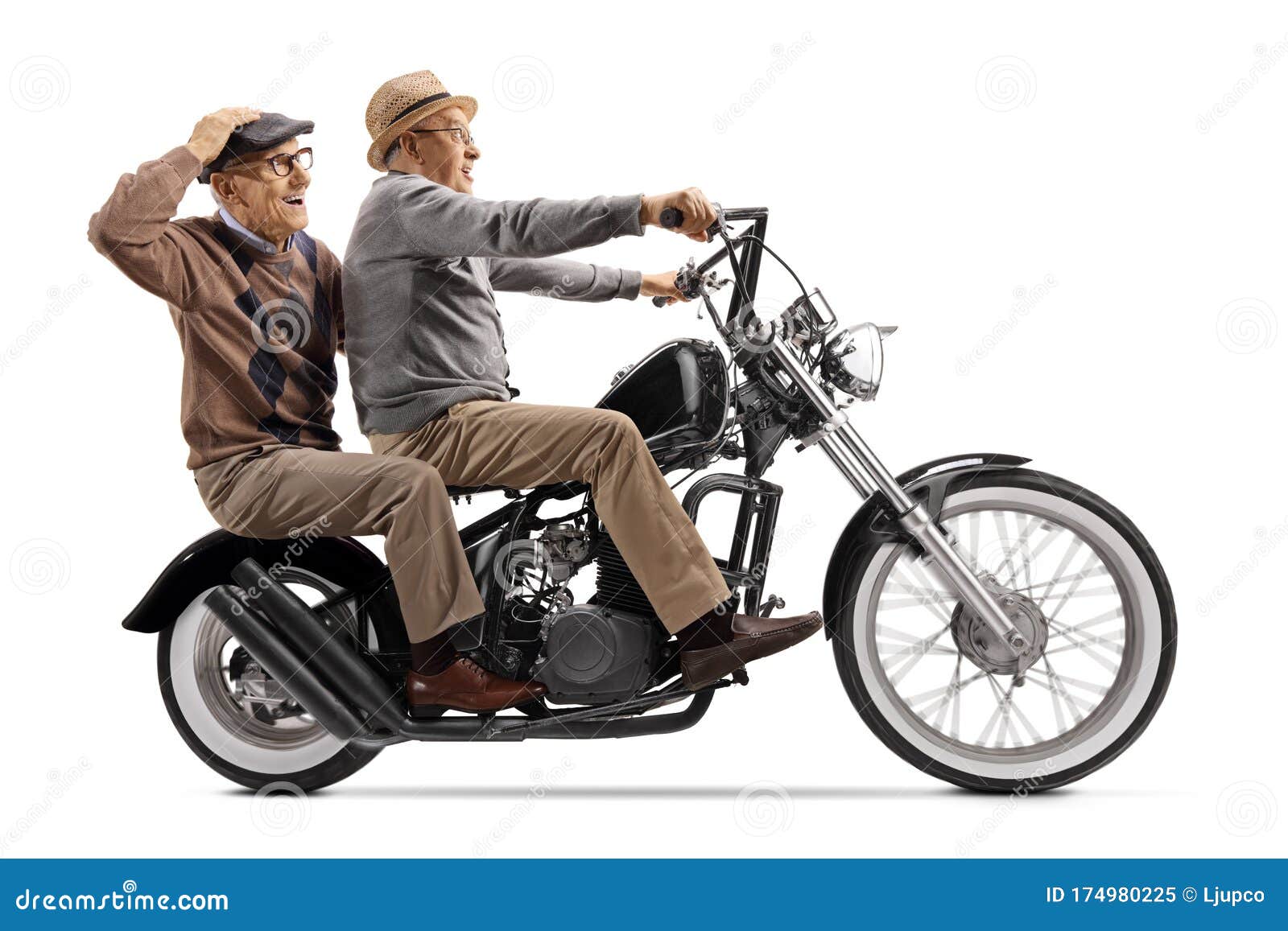 Senior Men on a Custom Chopper Motorcycle Stock Image - Image of cool ...