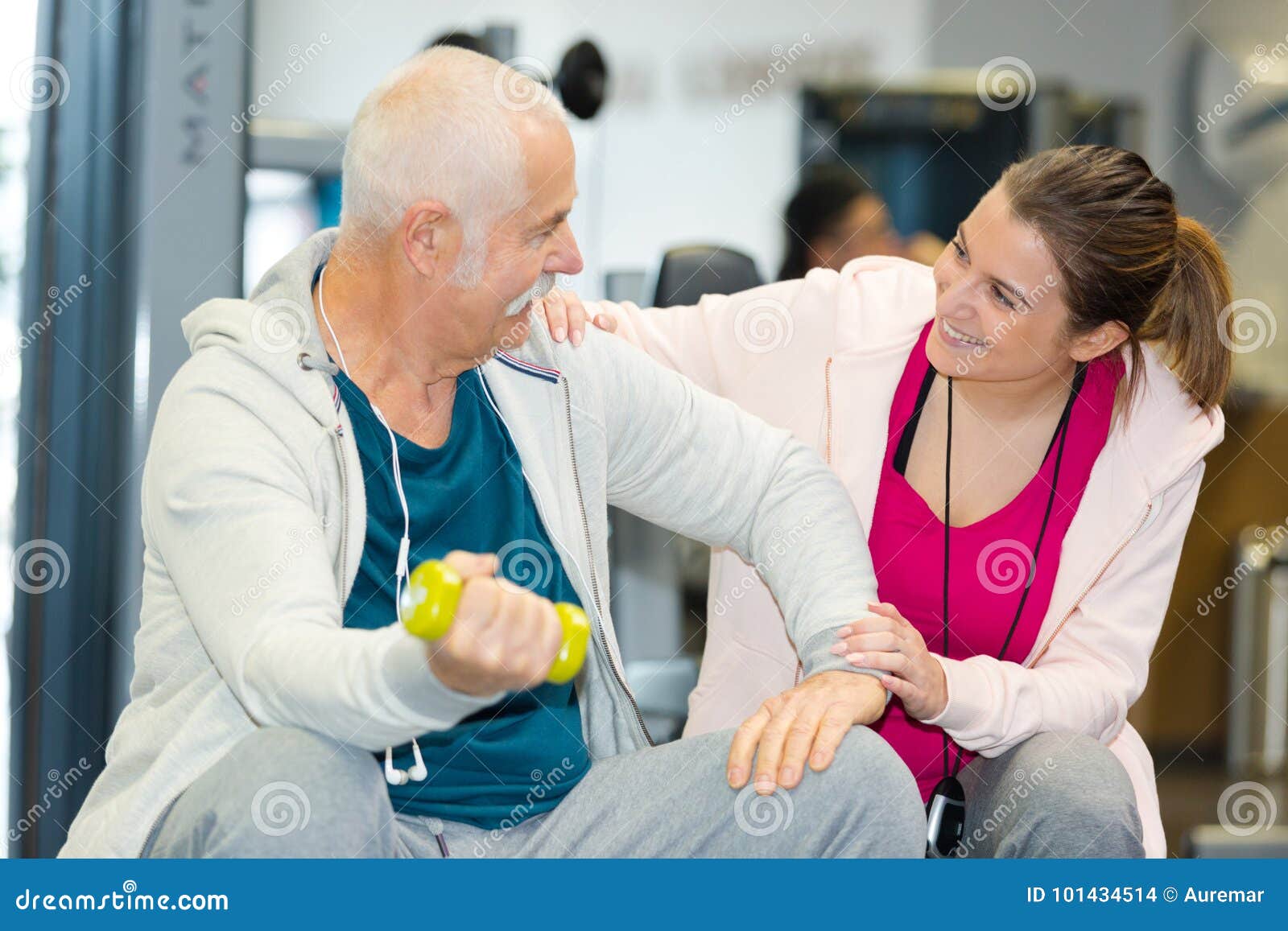 Senior Man and Coach Smiling Stock Photo - Image of rehabilitation ...