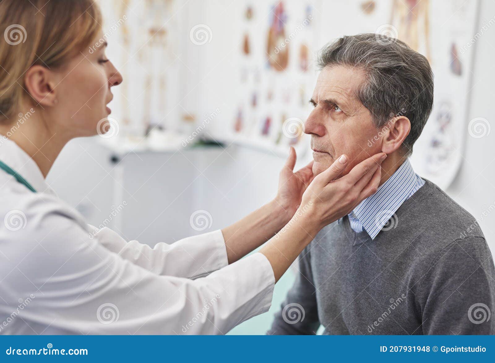 Senior Man during Routine Examination at the Doctor Stock Photo - Image ...