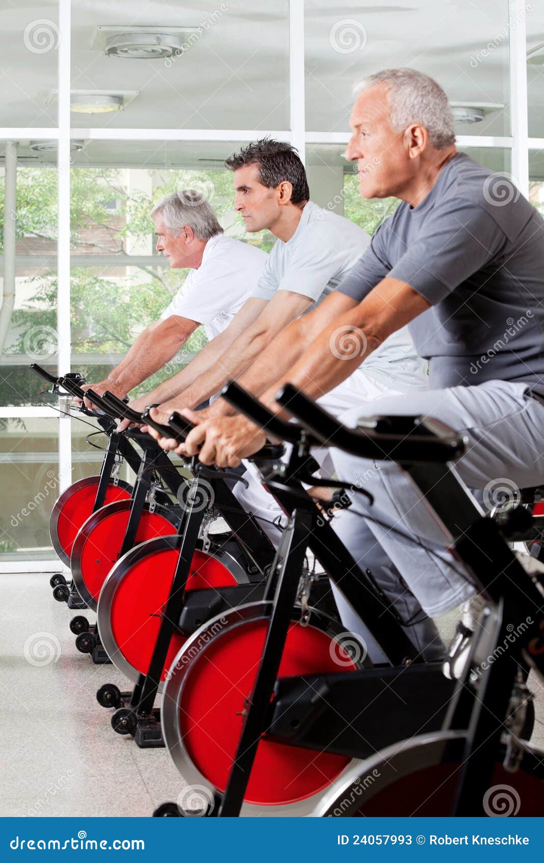 Senior Men on Spinning Bikes in Gym Stock Image - Image of spinning ...