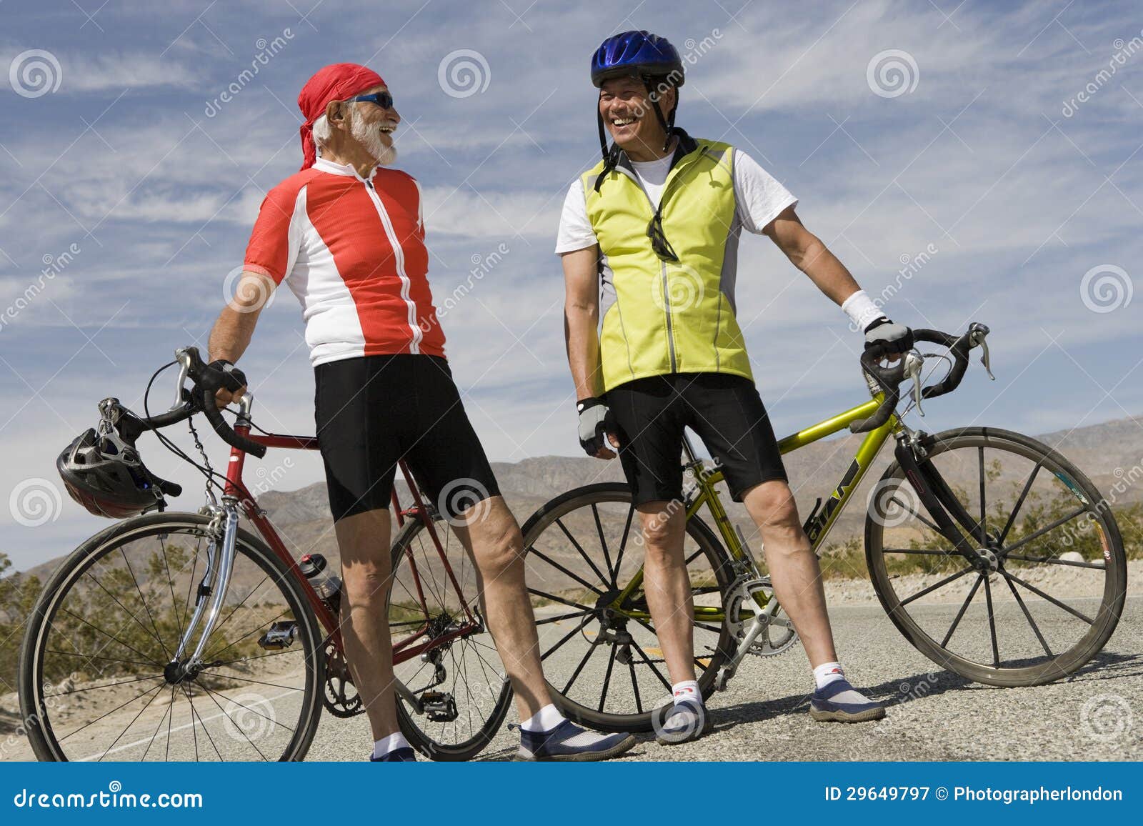 Senior Men Standing by Their Cycles on Street Stock Image - Image of ...