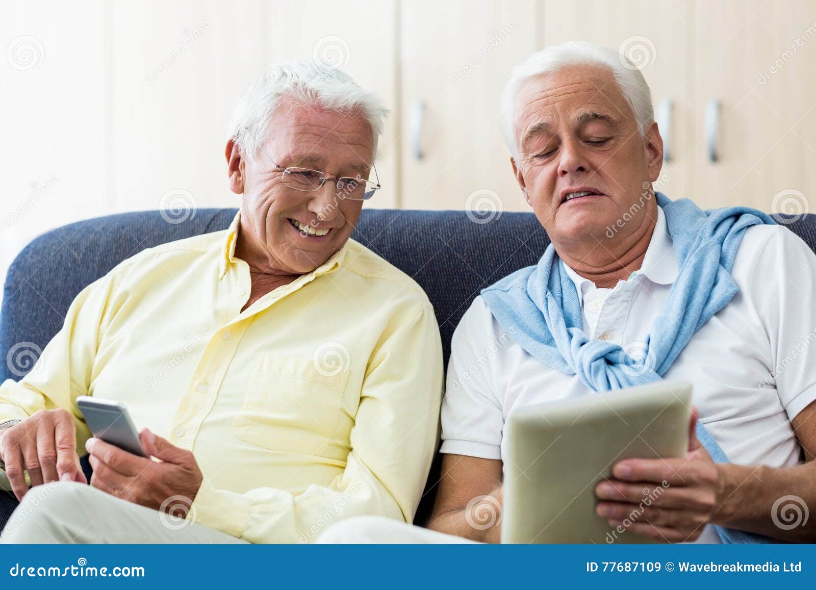 Senior Men Using Technology Stock Image - Image of health, clinic: 77687109