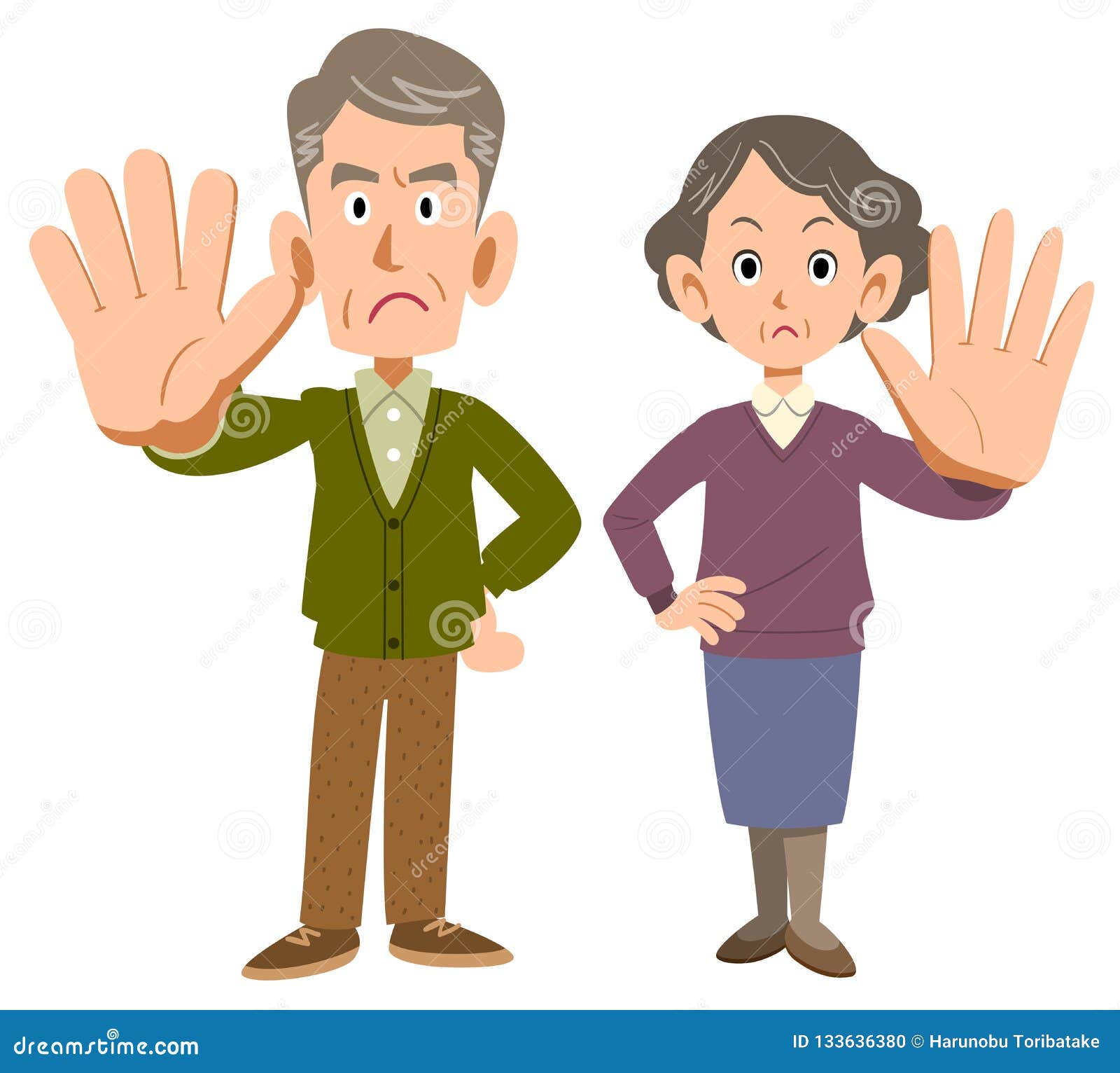 Senior Man and Woman Who Pose Refusal Stock Vector - Illustration of ...