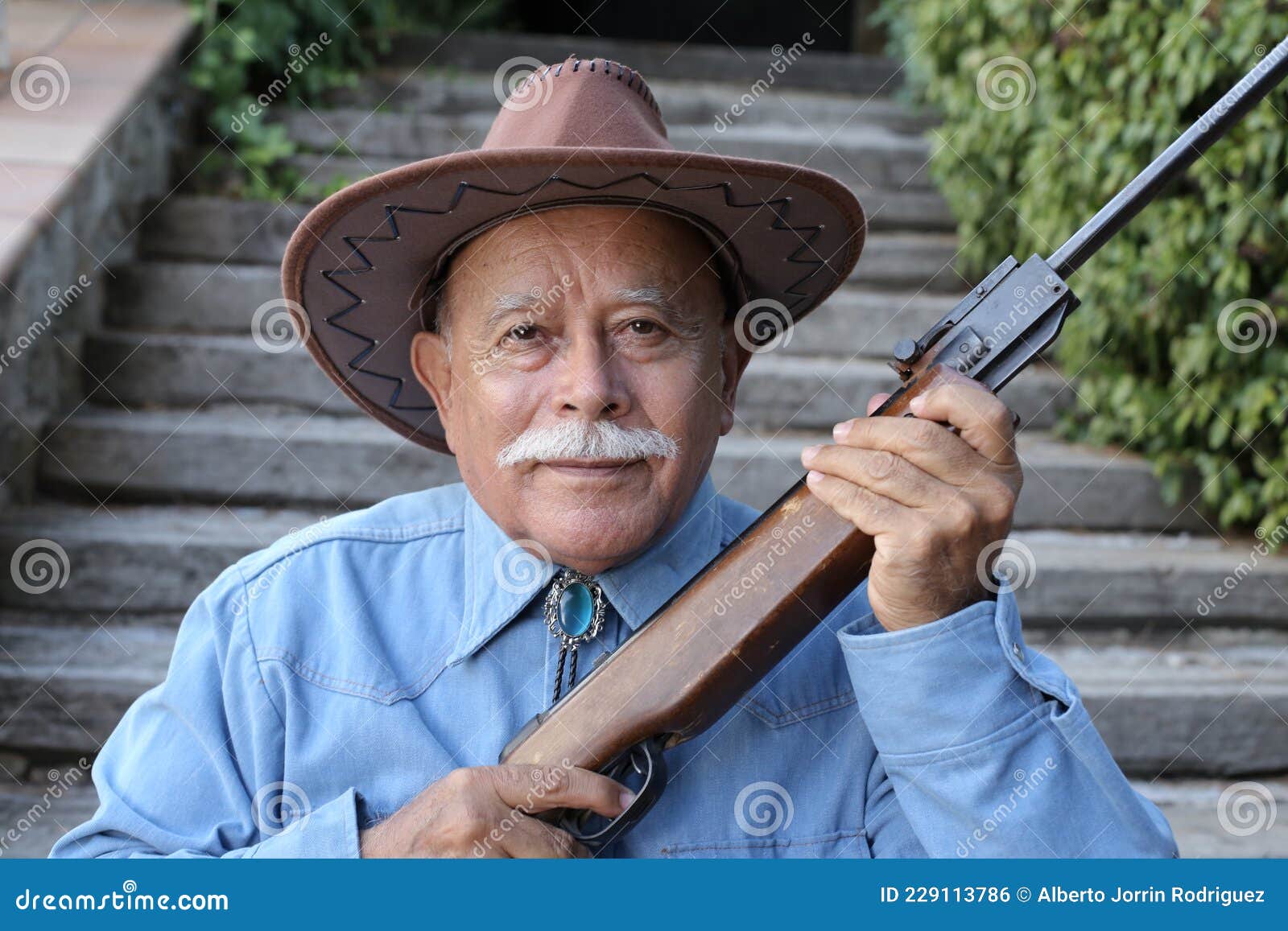 Senior Mexican Rancher with a Riffle Stock Photo - Image of patriot ...