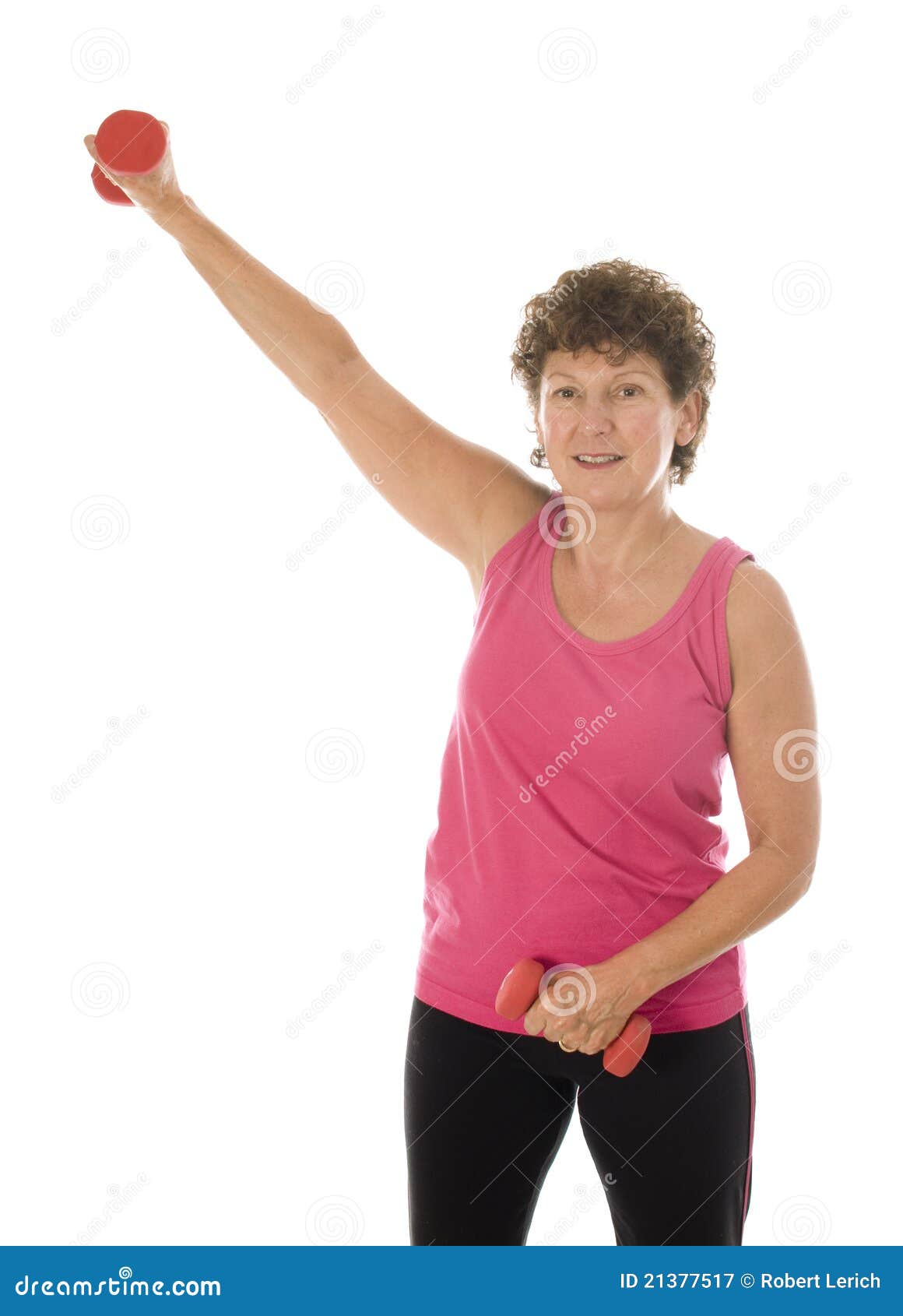 Senior Middle Age Woman Exercising with Dumbbells Stock Image - Image ...