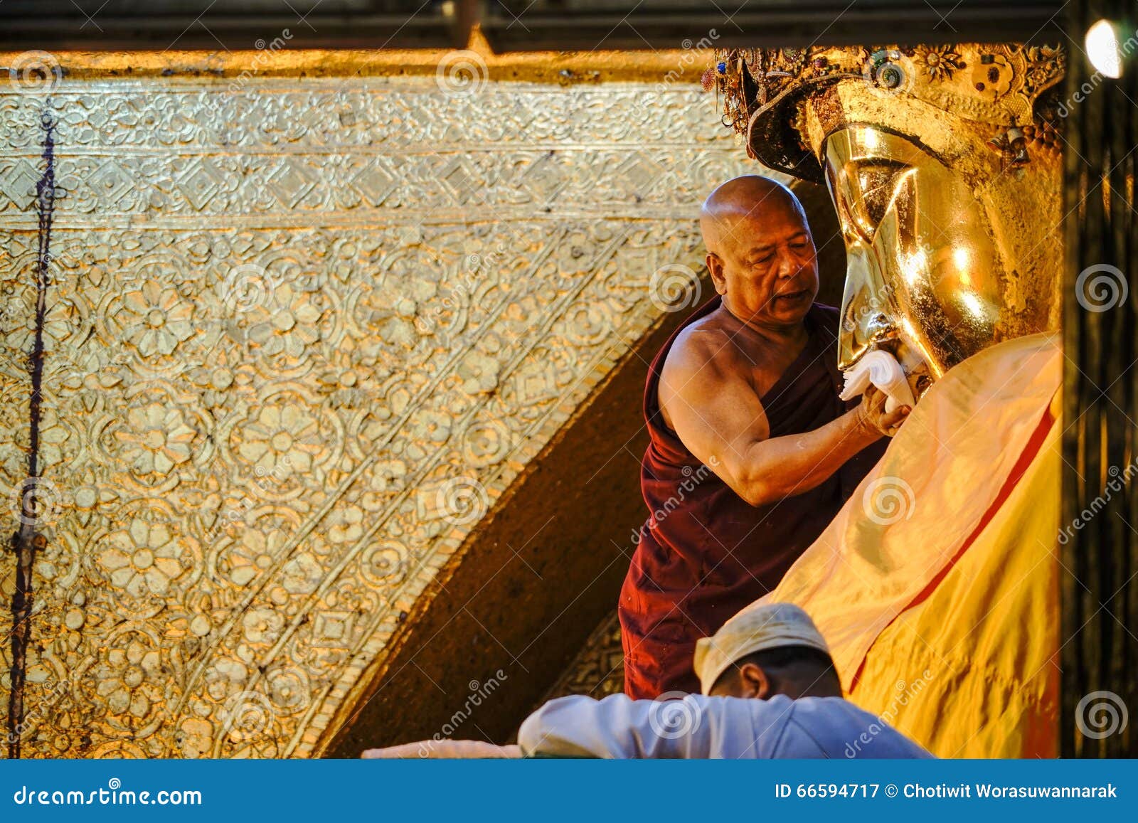 The Senior Monk Wash Mahamuni Buddha Image in Ritual of the Buddha ...