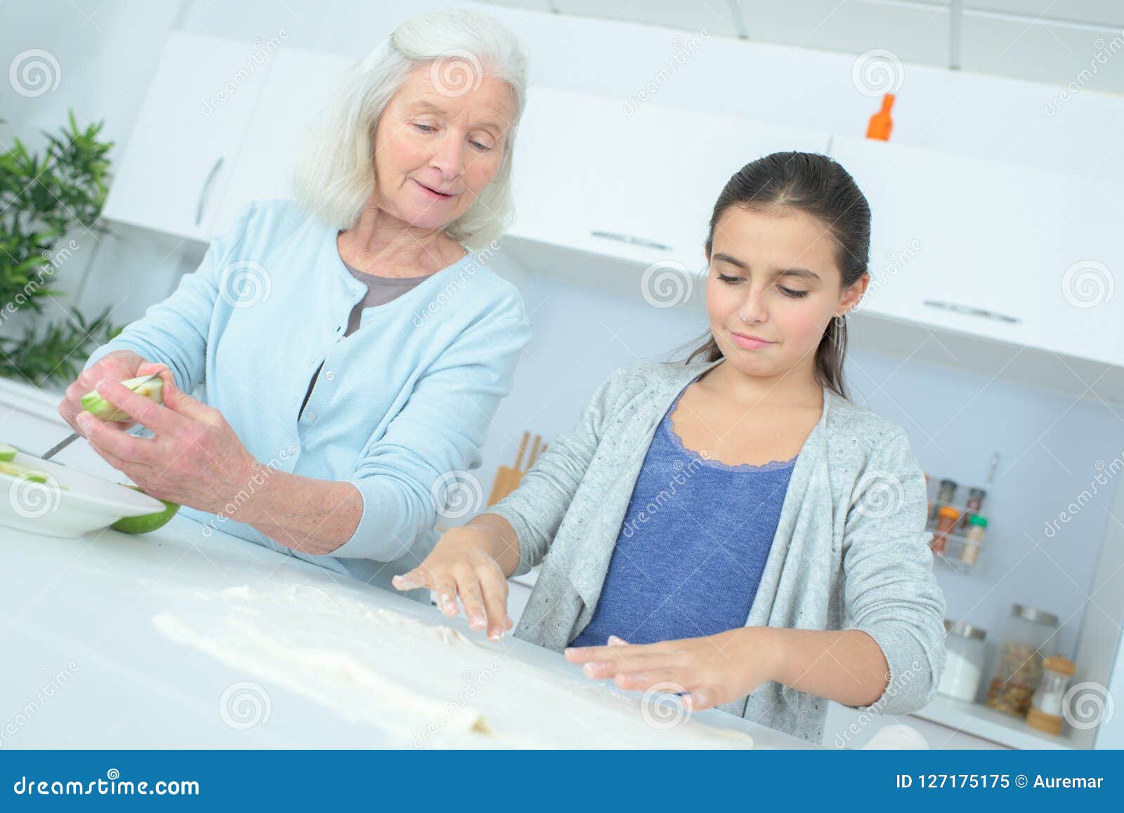 Senior Nanny Cooking with Child Stock Image - Image of nanny, cheese ...