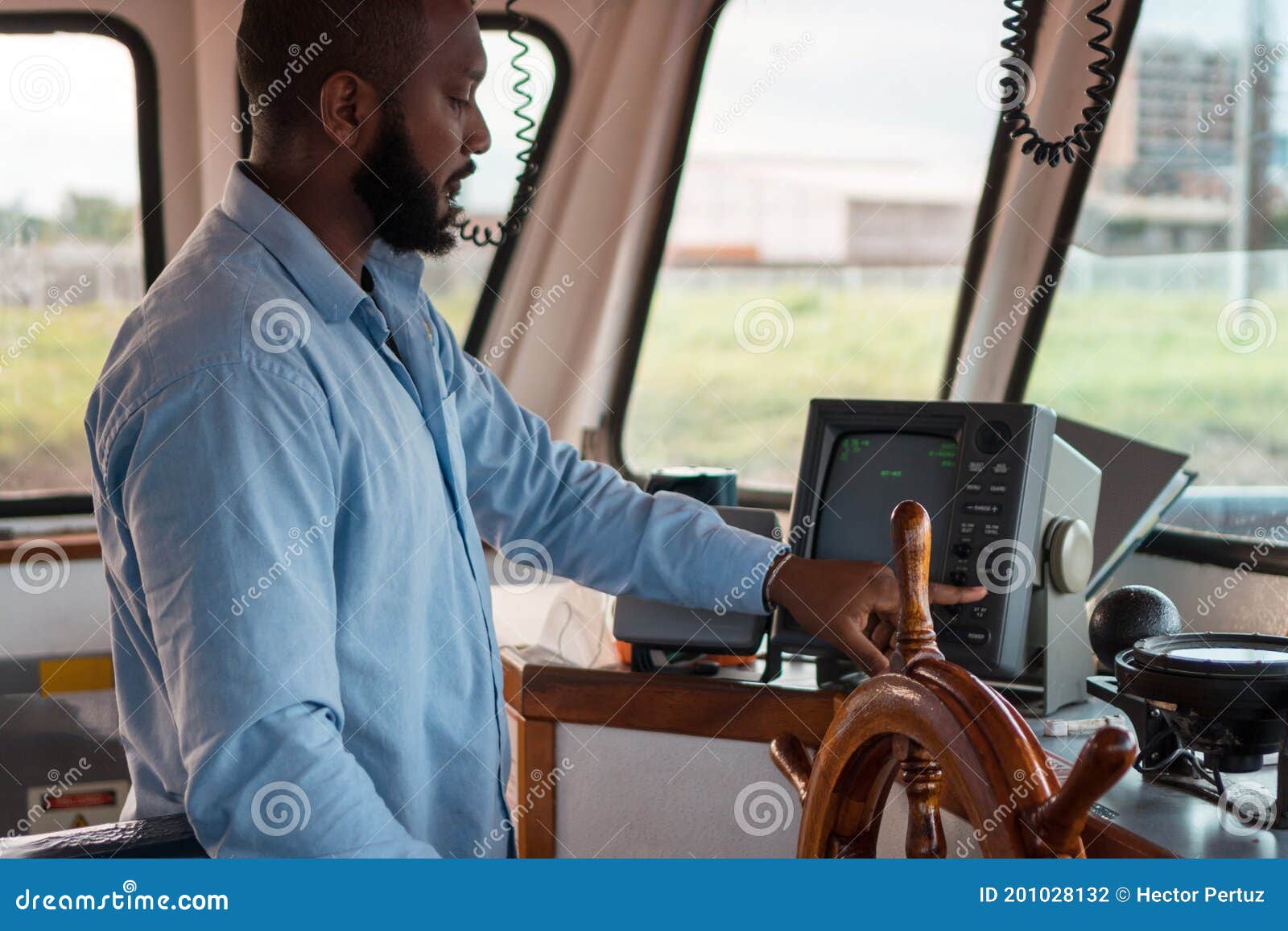 Senior Navigation Officer Navigating His Ship Stock Photo - Image of ...