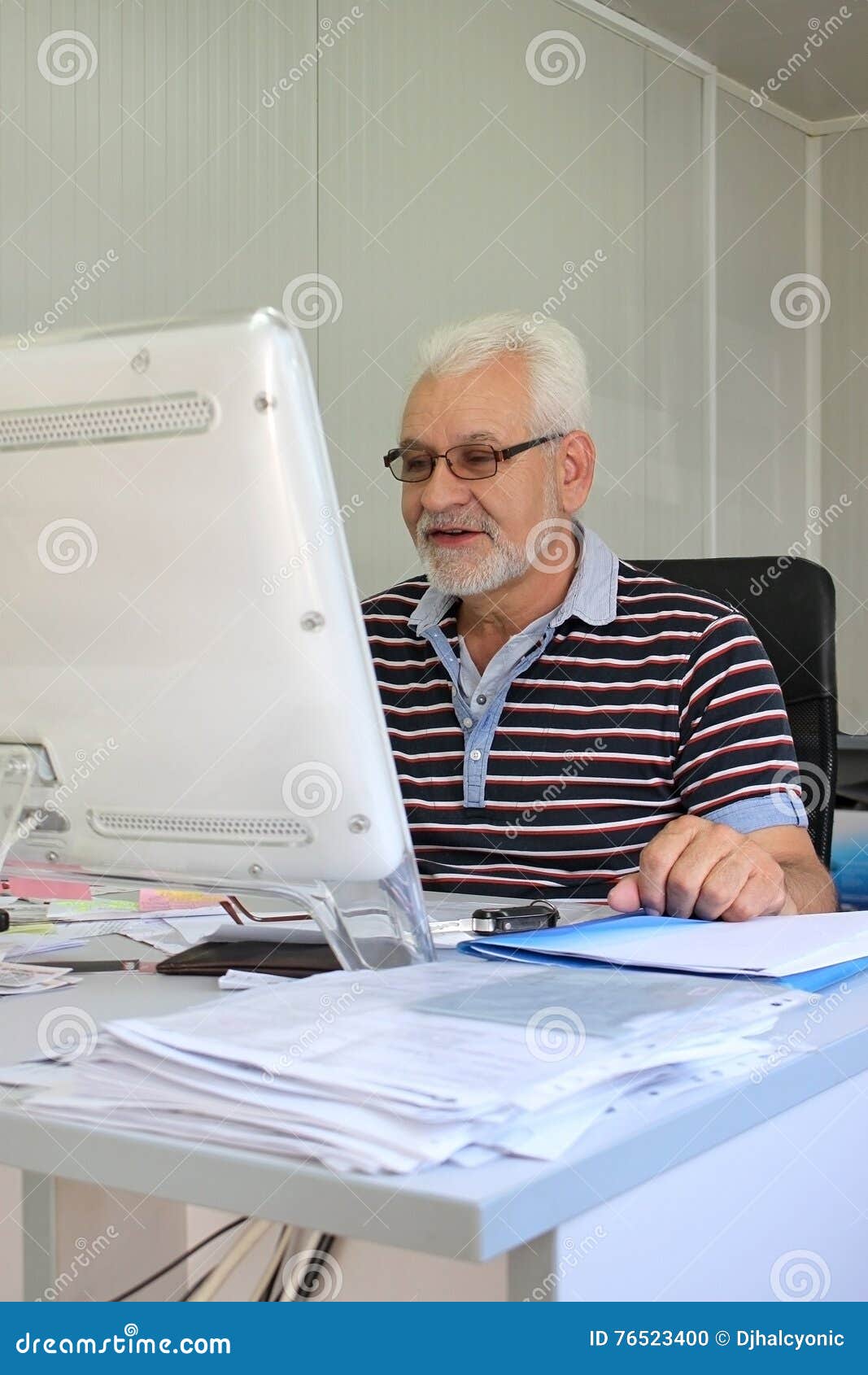 Senior in office stock photo. Image of desk, nice, white - 76523400