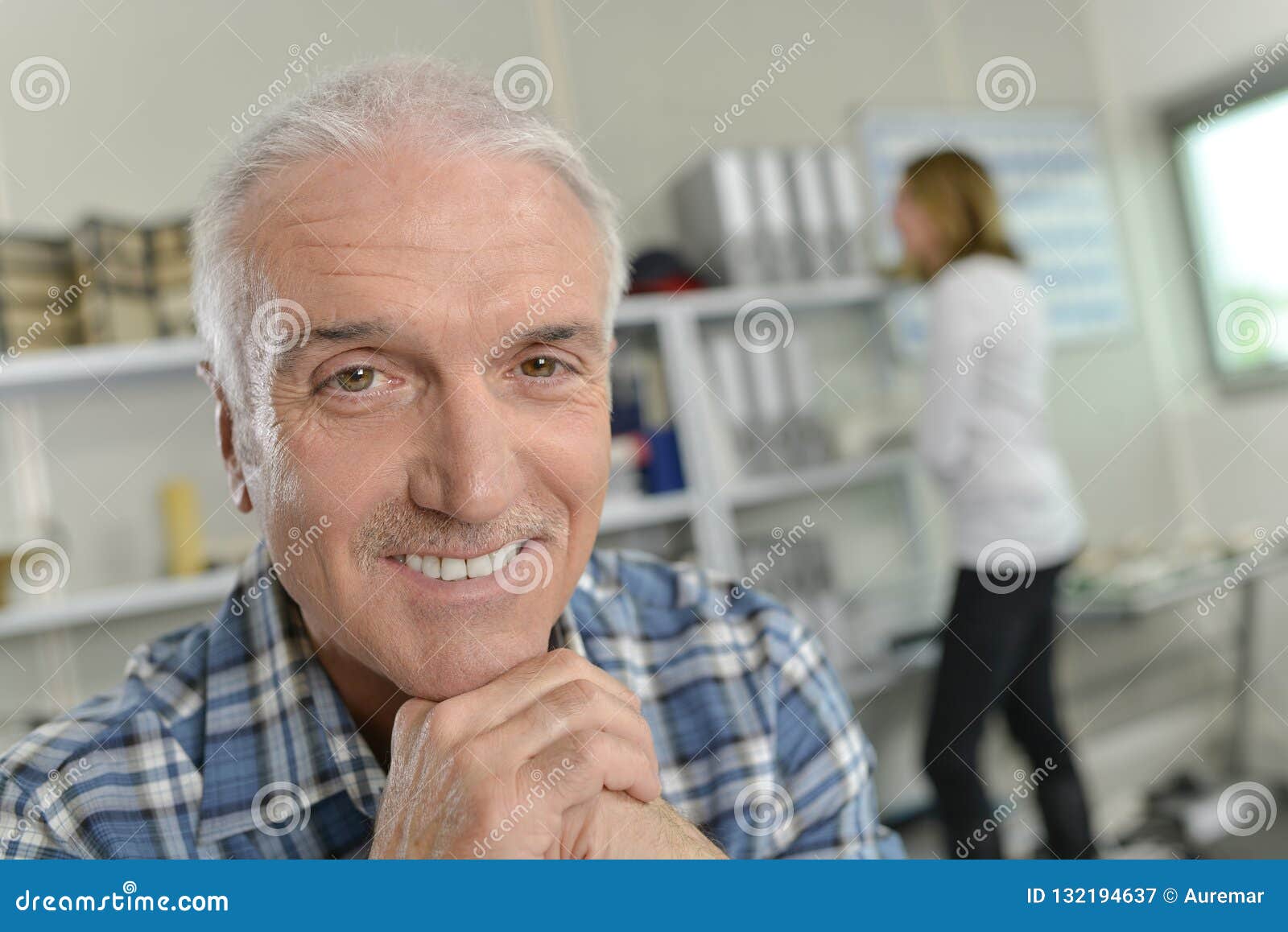 Senior Office Worker Smiling Stock Image - Image of adult, successful ...