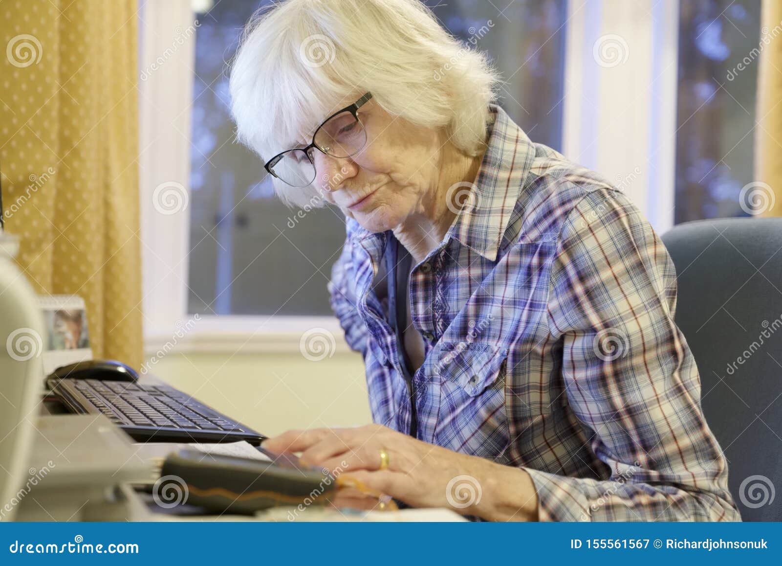 Senior Old Elderly Person Learning Computer and Online Pension and ...