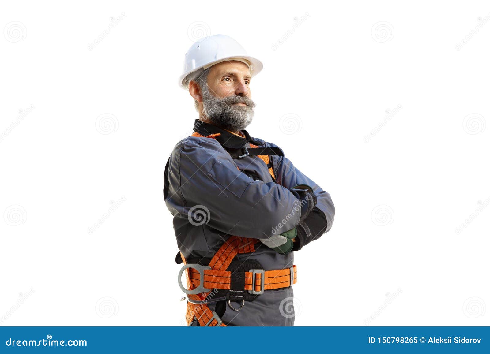Senior Old Engineer Working Isolated White Background Stock Image ...