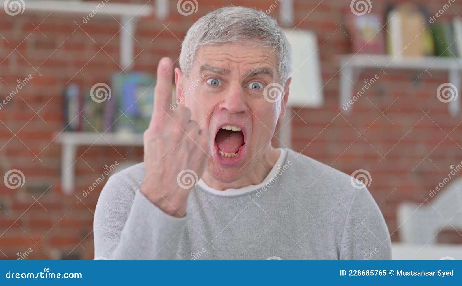 Angry Old Man Fighting and Shouting Stock Image - Image of crash ...