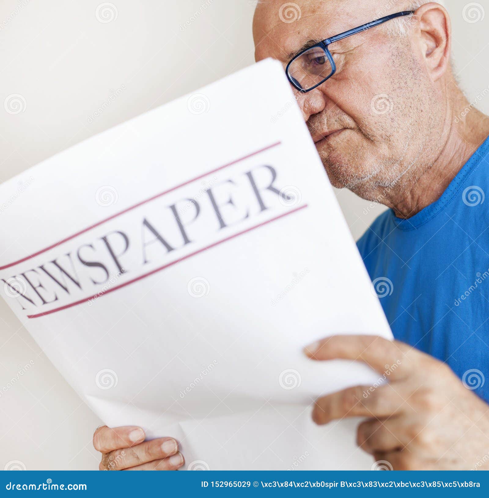 Senior Old Man Reading Newspaper. Stock Image - Image of reading, read ...