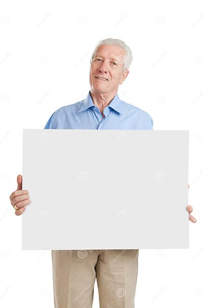 Senior old man with sign stock image. Image of camera - 21133847