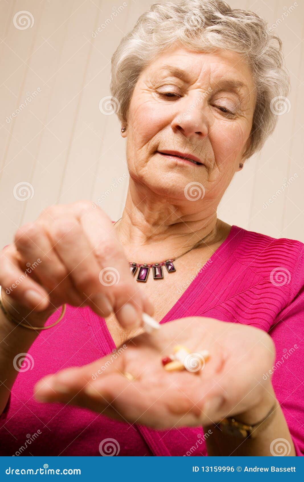 Senior Older Lady Taking a Tablet or Pill Stock Photo - Image of adult ...