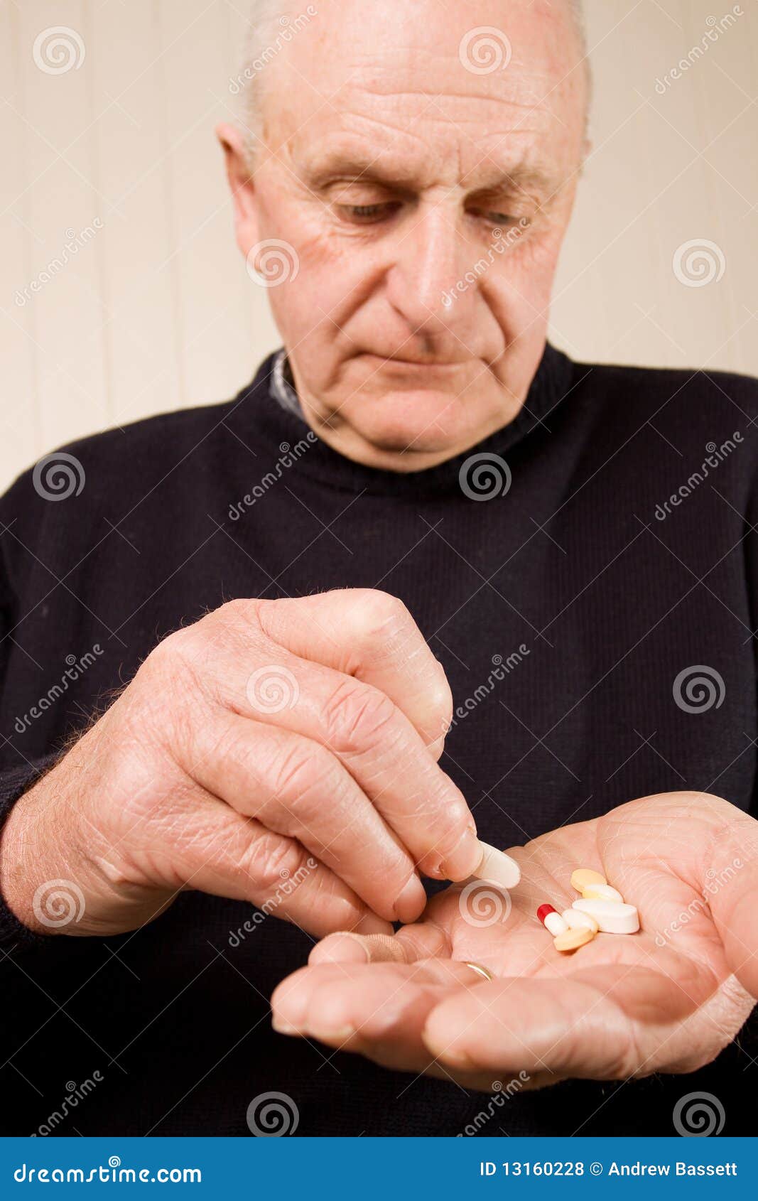 Senior Older Man Taking a Tablet or Pill Stock Photo - Image of citizen ...