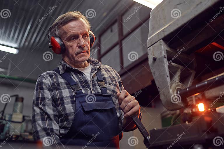 Senior Operator Working in the Plant Stock Photo - Image of occupation ...