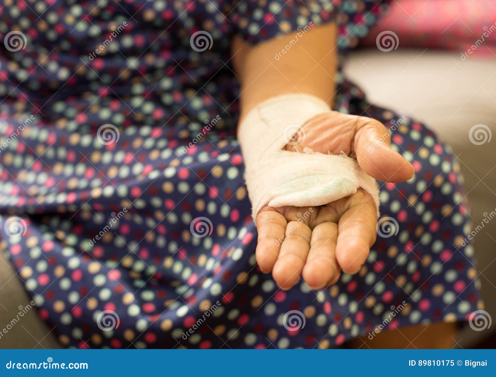 Senior Patient Hand with Bandage from Stretch Stock Image - Image of ...