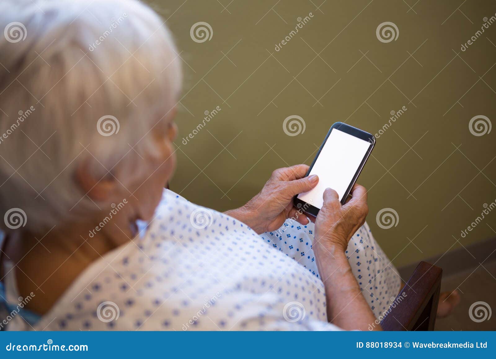 Senior Patient Using Mobile Phone Stock Photo - Image of childhood ...